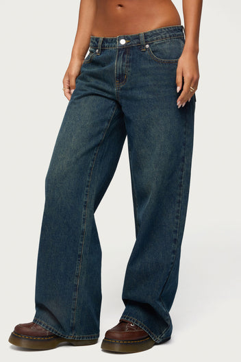 Raelynn Washed Low Rise Baggy Jeans – edikted