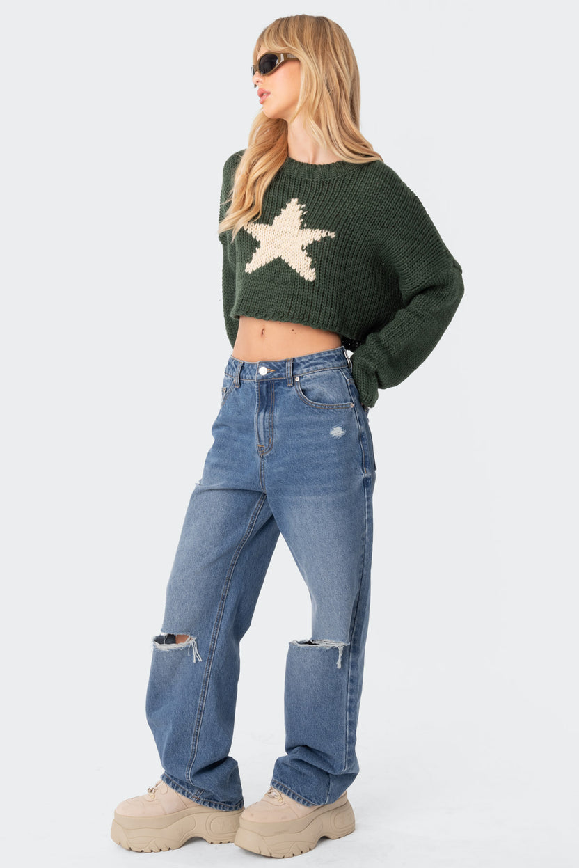 Mega Star Cropped Sweater – edikted