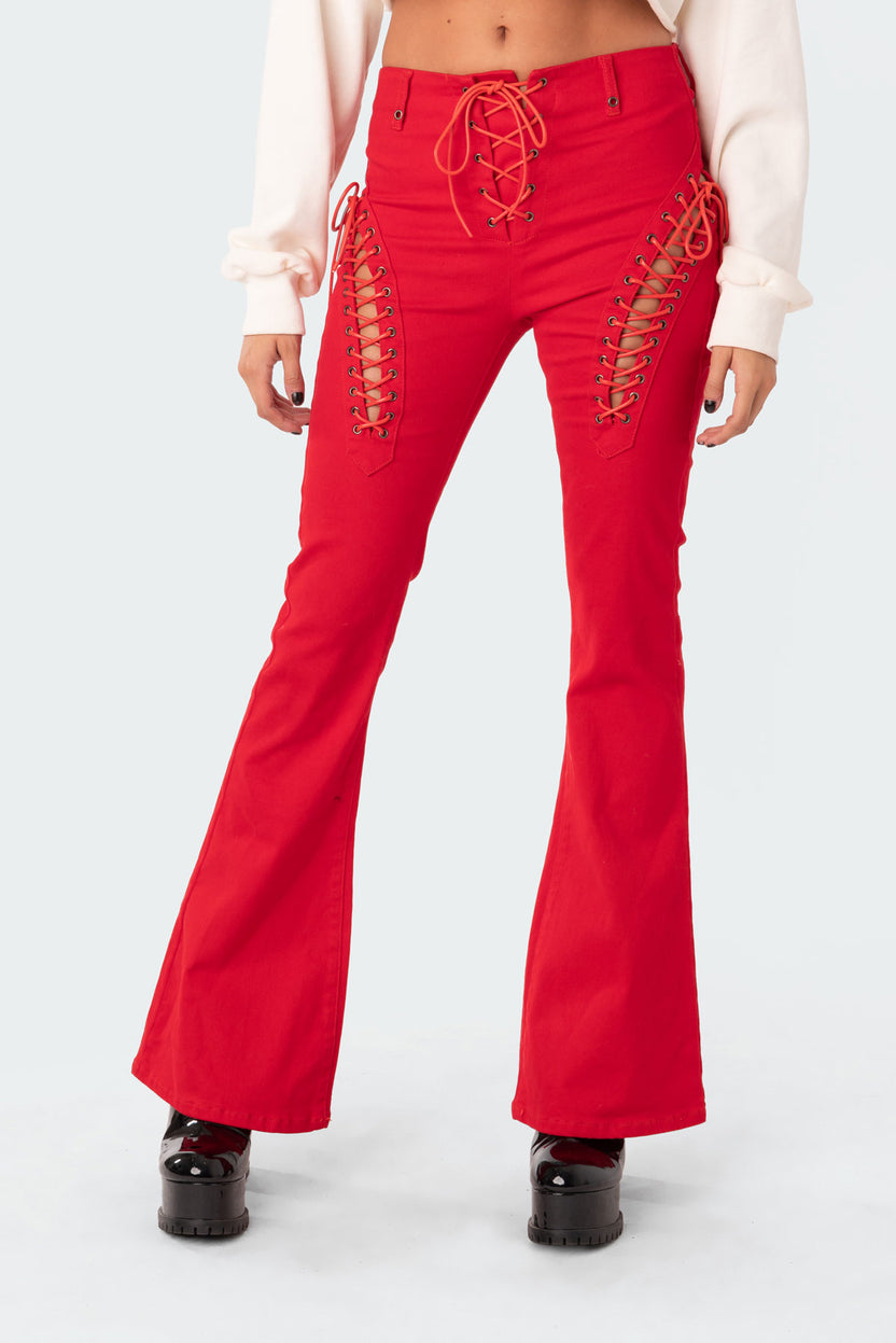 Engine Red Flared Jeans – edikted