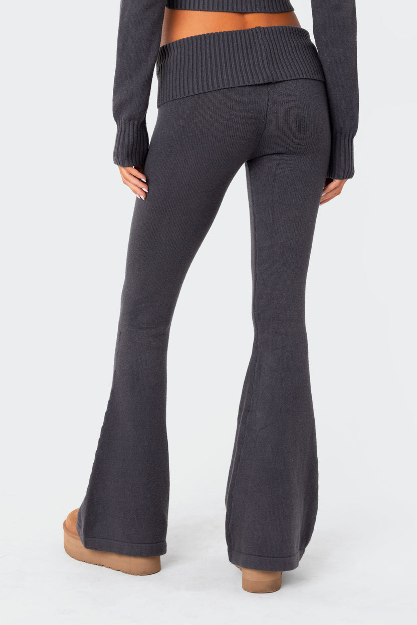 Desiree Knitted Low Rise Fold Over Pants – edikted