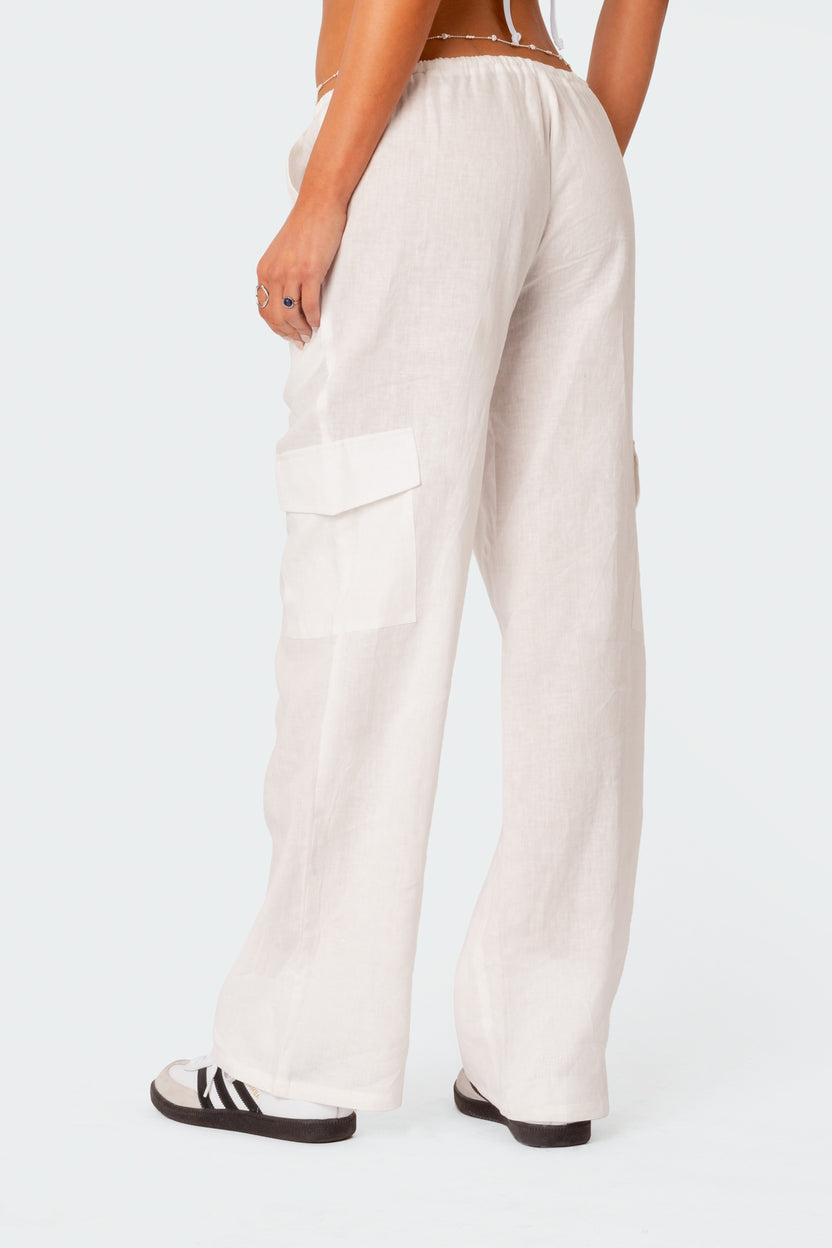 Lyric Linen Look Cargo Pants – edikted