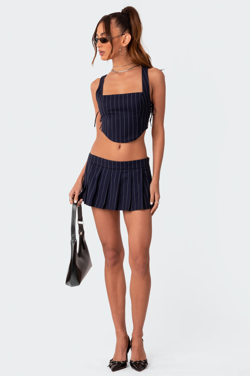 Pinstripe Low Rise Pleated Micro Skort – edikted